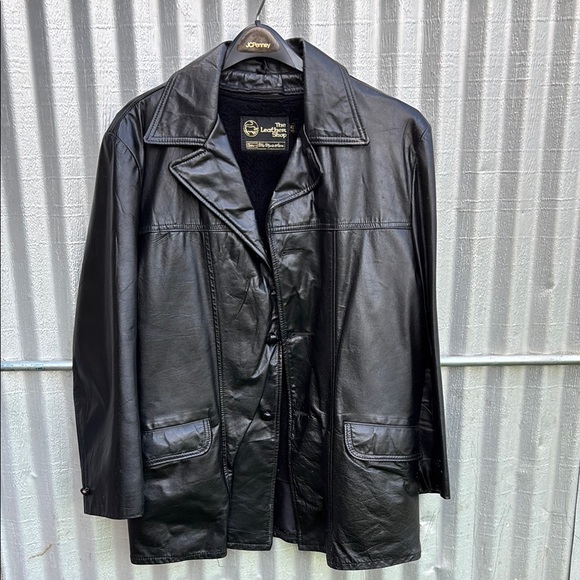 Sears | Jackets & Coats | Sears Black Leather Coat Sleek Glossy Finish ...